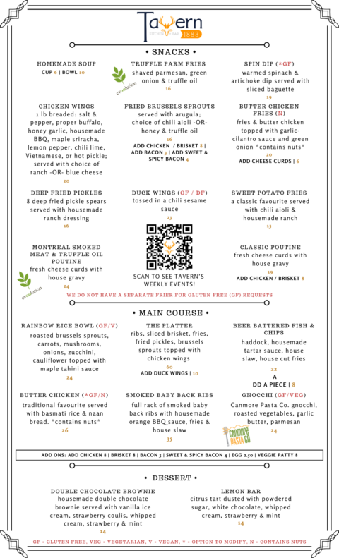 MENU - Tavern 1883